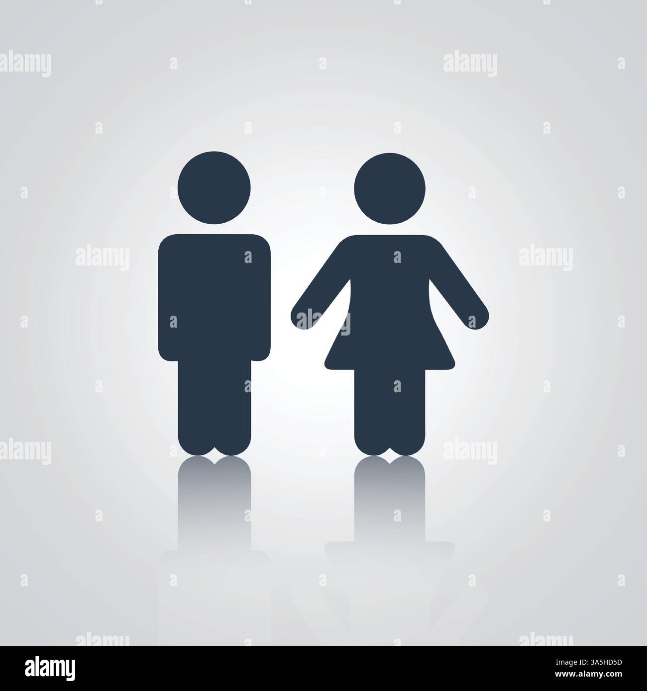 Pictograms of a man and a woman, unique design toilet doors, open hand ...