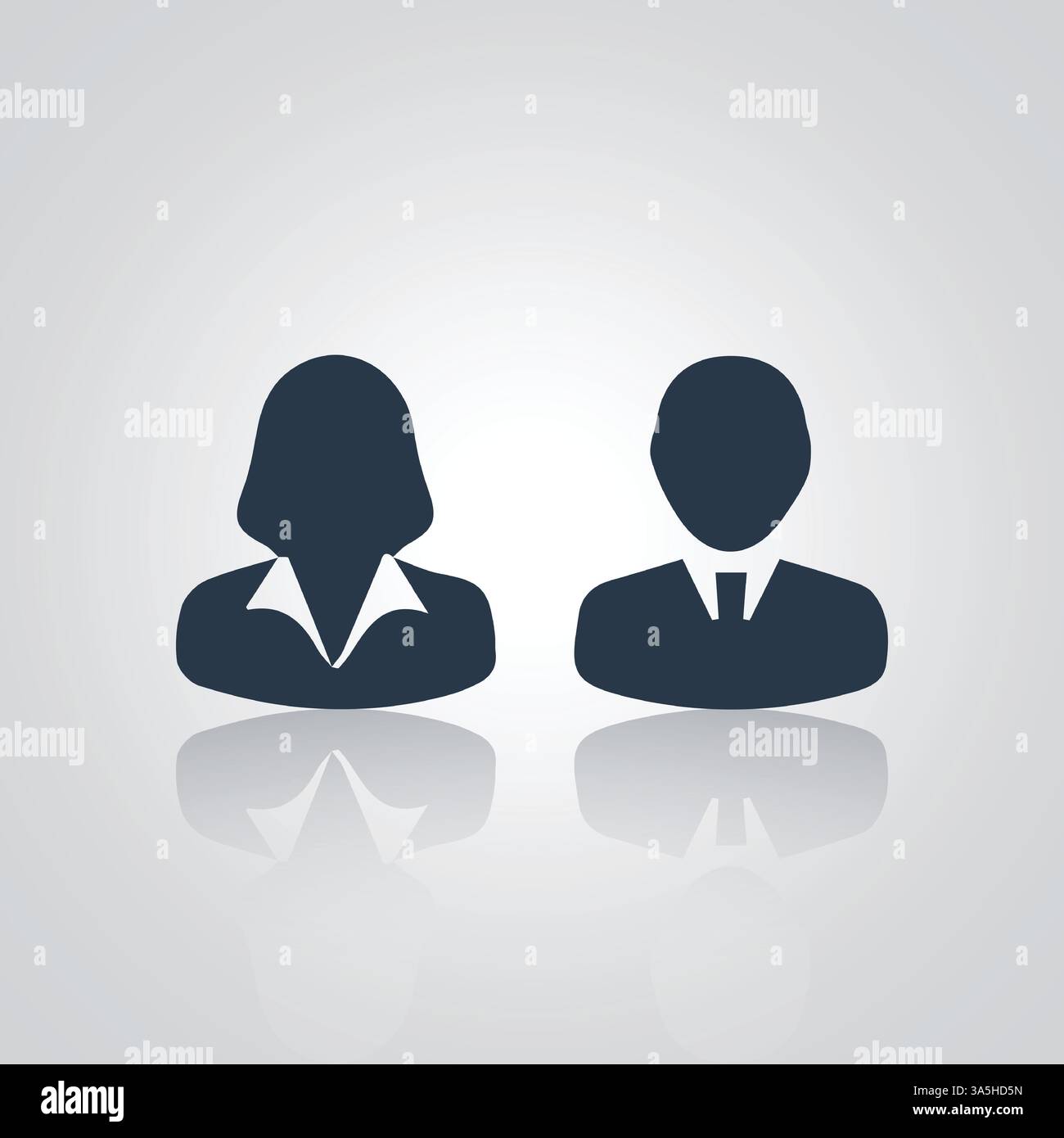 Pictograms of a man and a woman avatar, a face and a profile sign Stock ...