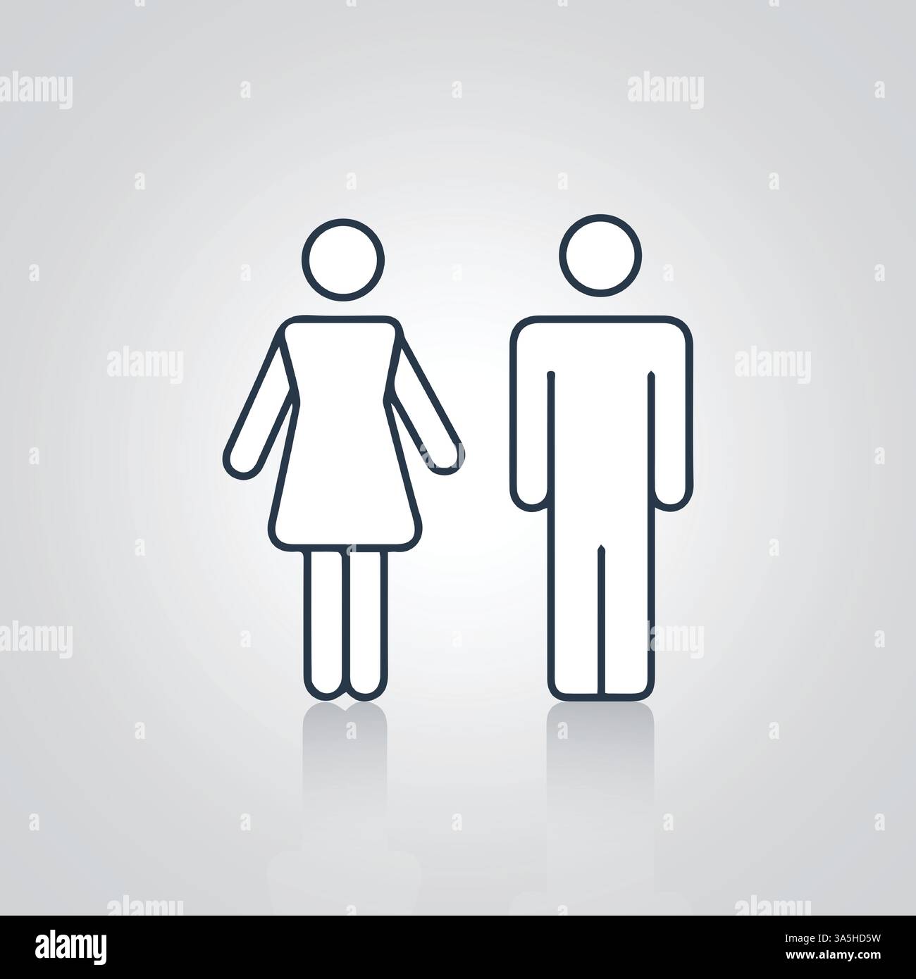 Pictograms of a man and a woman, Toilet Doors signs, icons, in outline ...