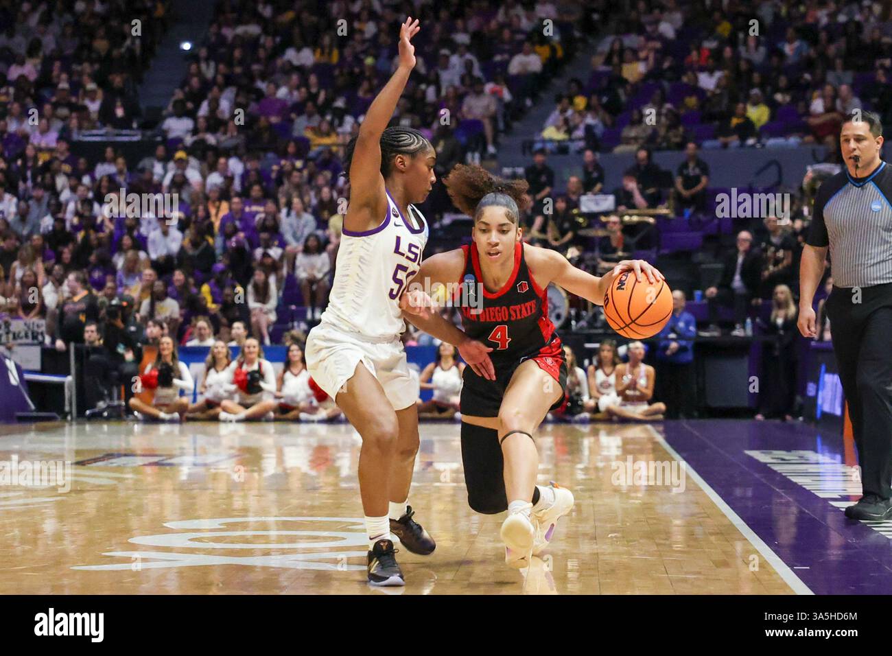 LSU Lady Tigers guard Shayeann Day-Wilson (50) defends San Diego State ...