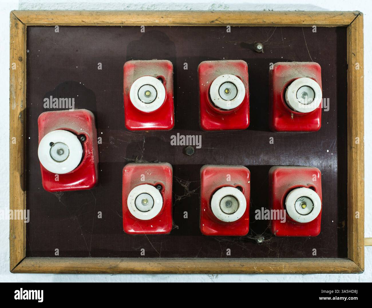 Red vintage electrical fuse. Switchboard Stock Photo - Alamy