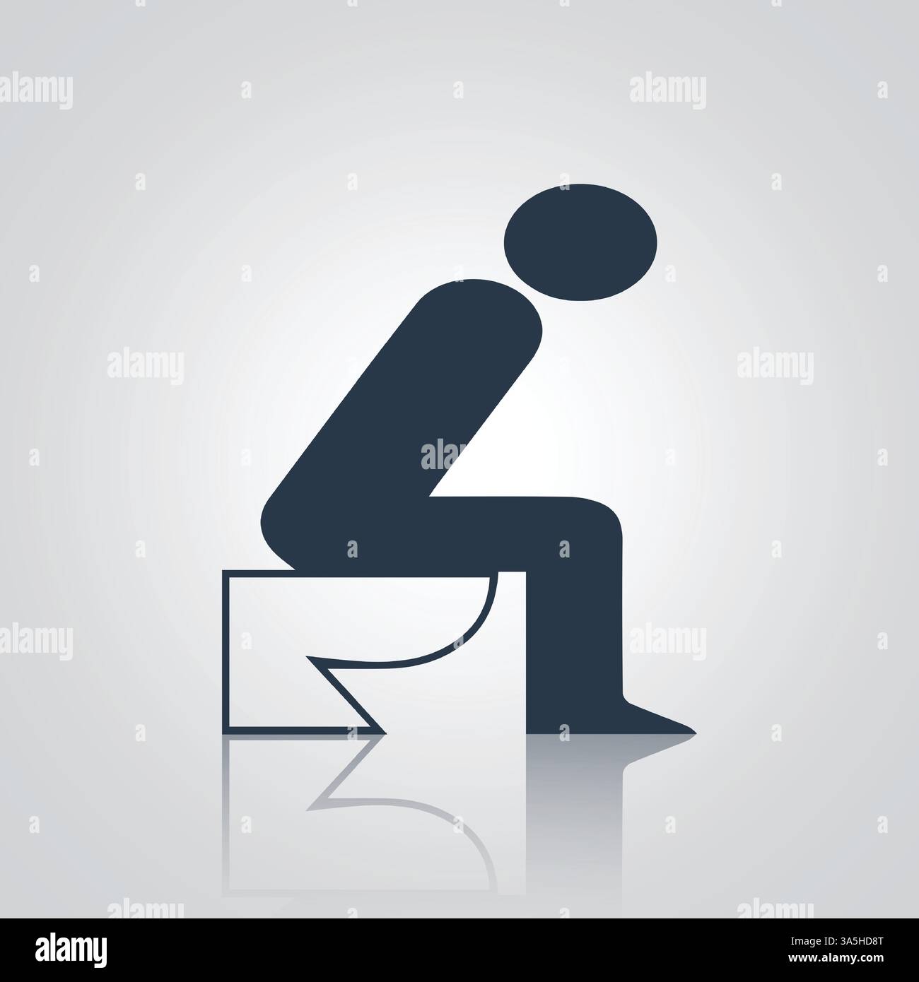 Man on toilet icon, Using Toilet Silhouette signs, with a silver ...