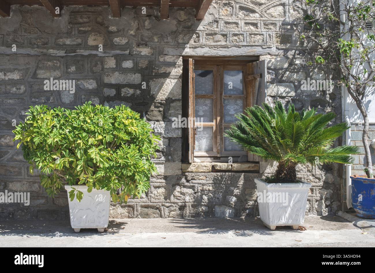 Typical Greek house. Sunny day. Greece Stock Photo - Alamy