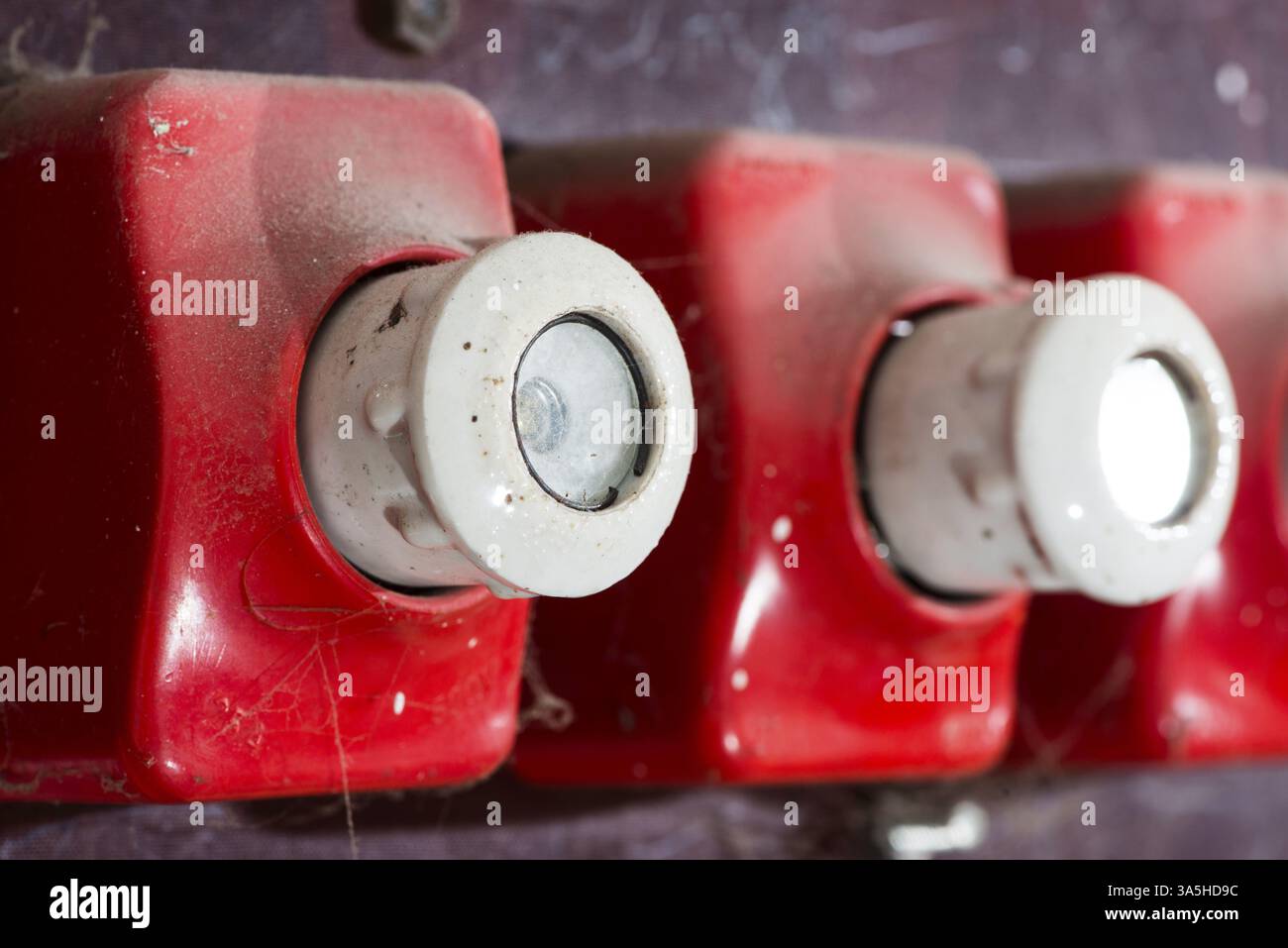 Red vintage electrical fuse. Switchboard Stock Photo - Alamy