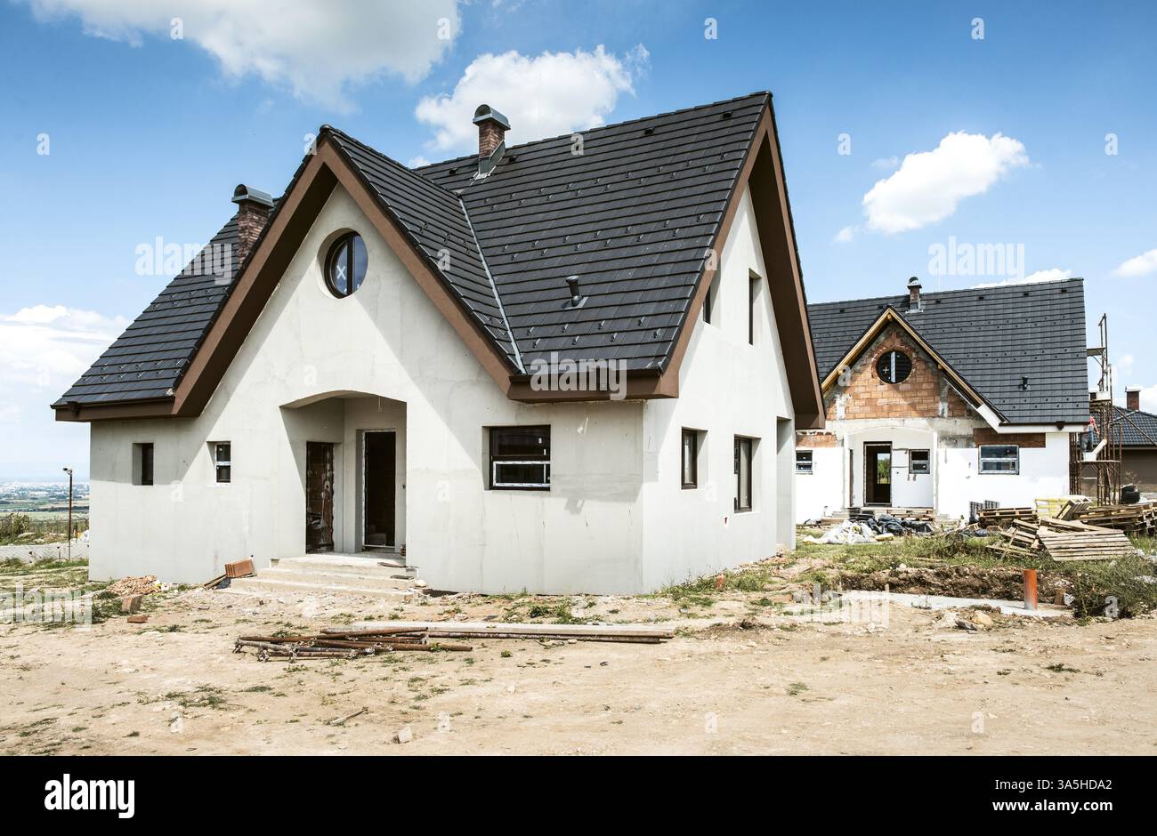 Small new build houses Stock Photo - Alamy