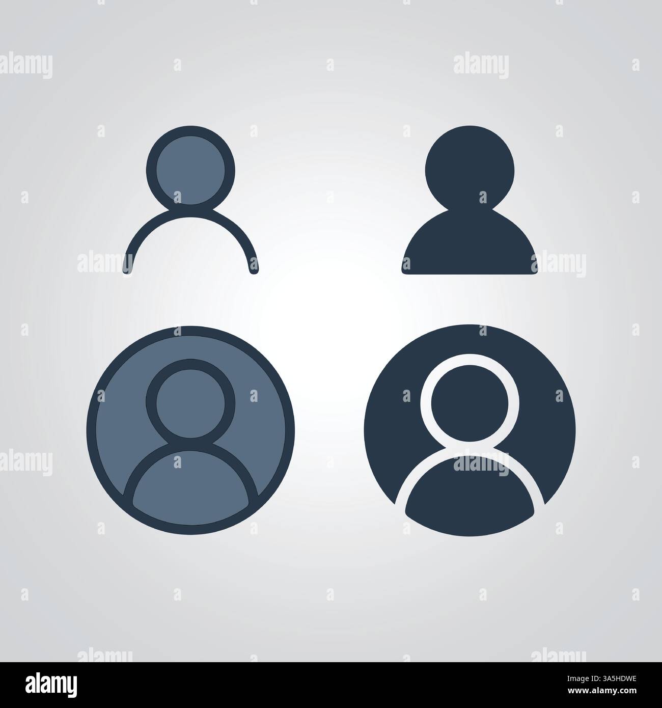 User profile icons, circular avatar symbols, signs, and a silver abstract background Stock ...