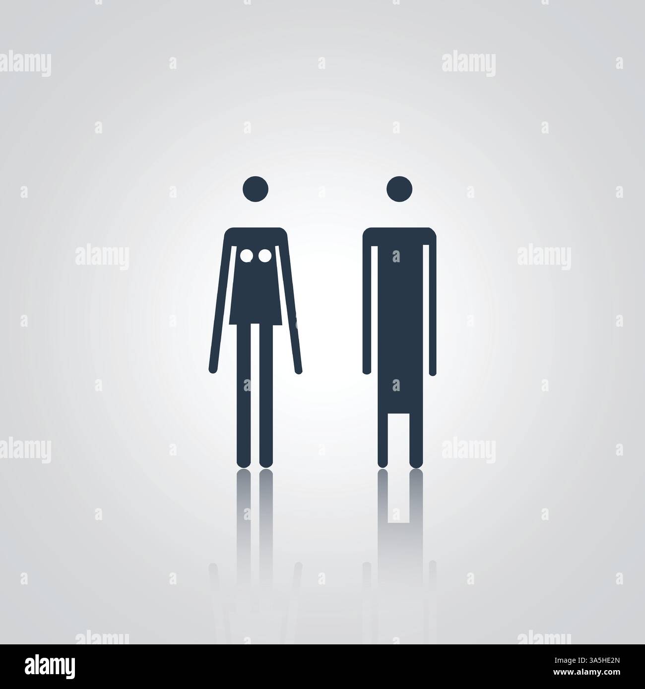 Pictograms of a man and a woman, unique design art, restroom doors ...