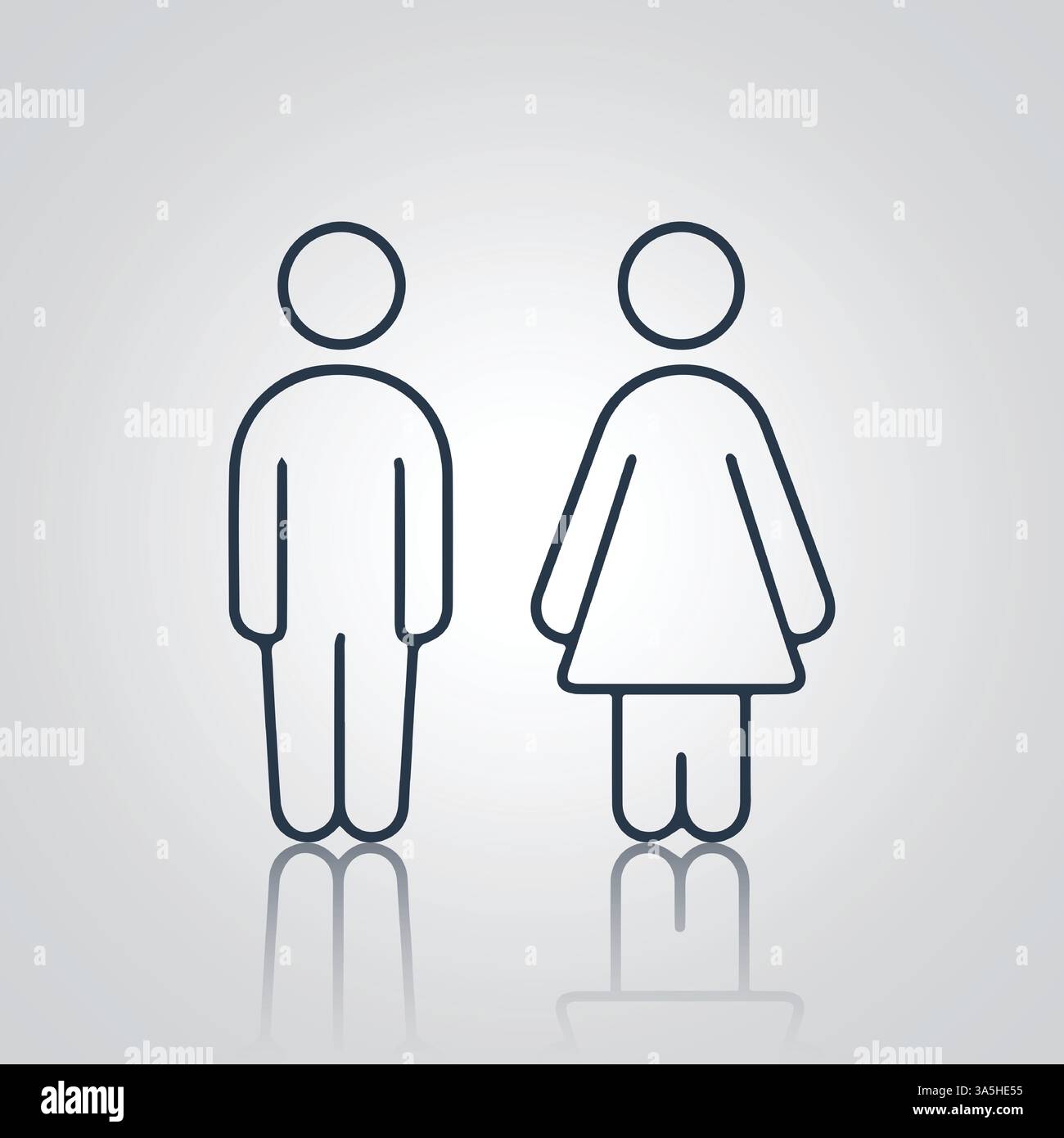 Pictograms of a boy and a girl, Toilet Doors signs, icons, in outline ...