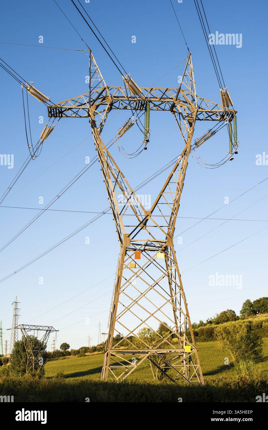 High voltage transmission lines. Transmission of electricity Stock ...
