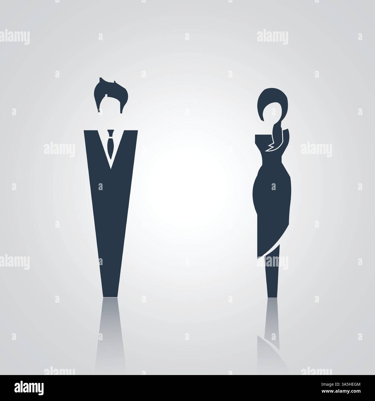 Unique pictograms of a man and a woman, signs, icons, dark color ...