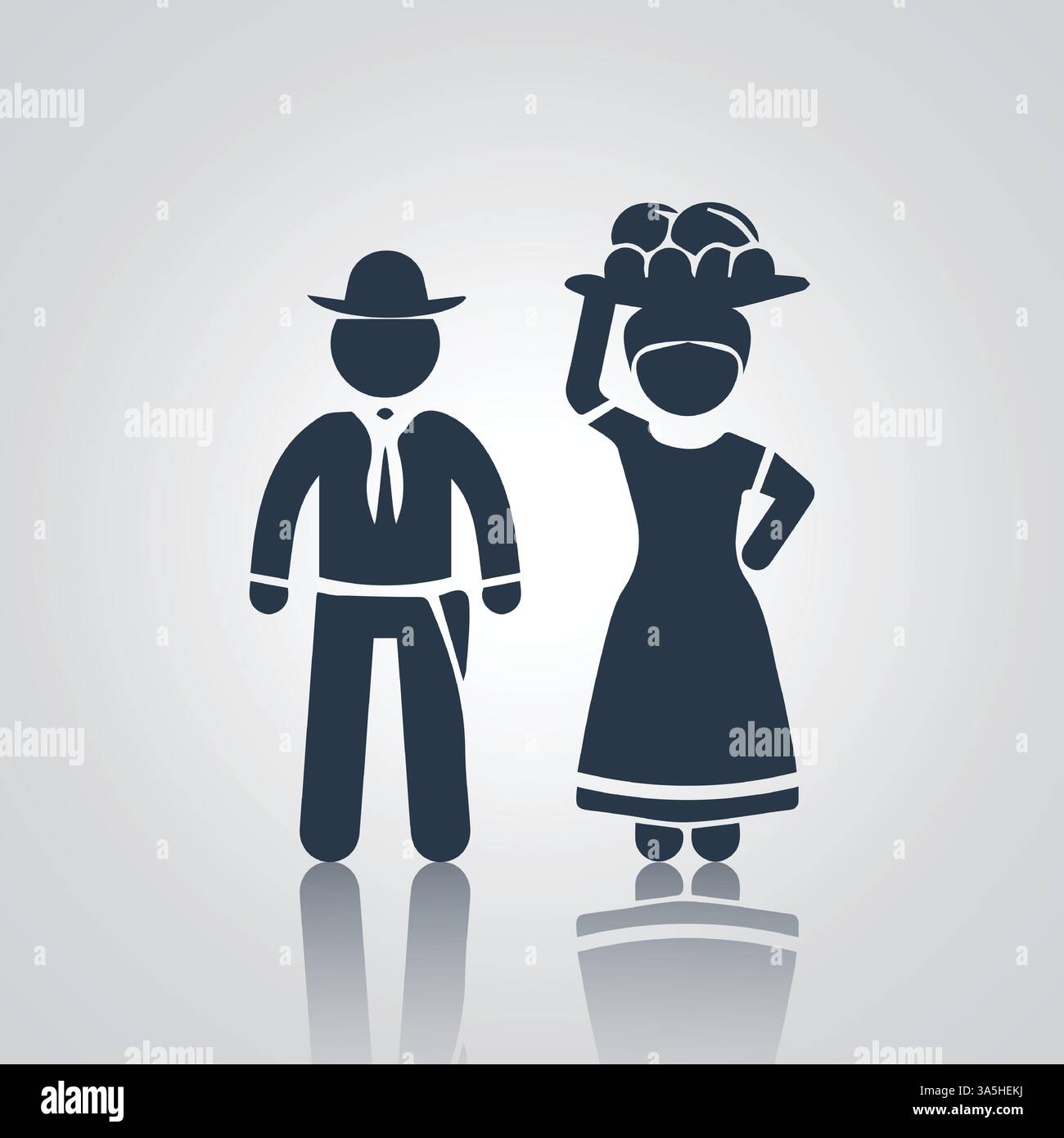 Flat illustration of a Colombian traditional dress pictograms icons ...