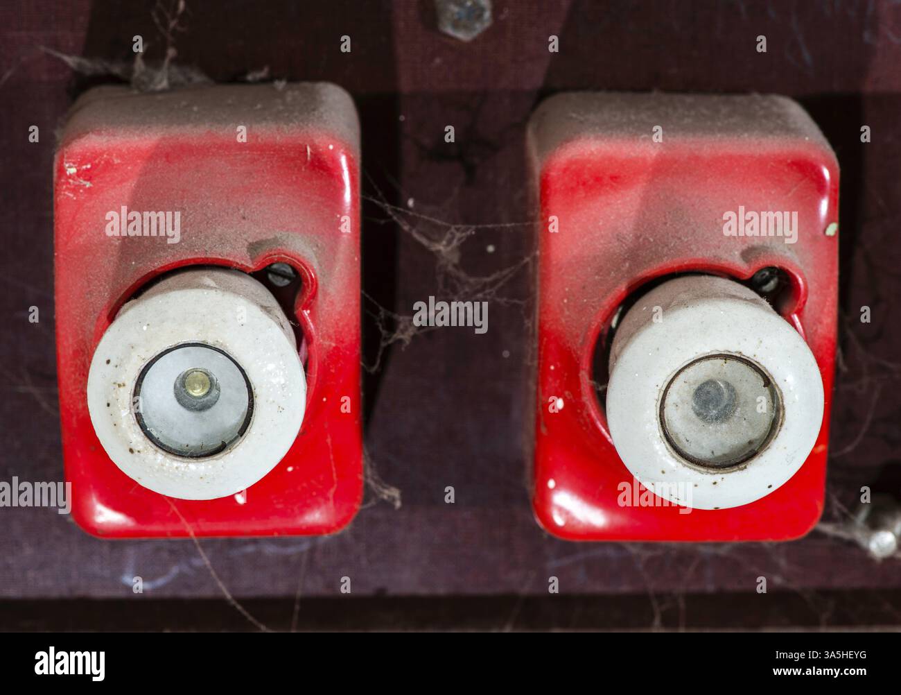 Red vintage electrical fuse. Switchboard Stock Photo - Alamy