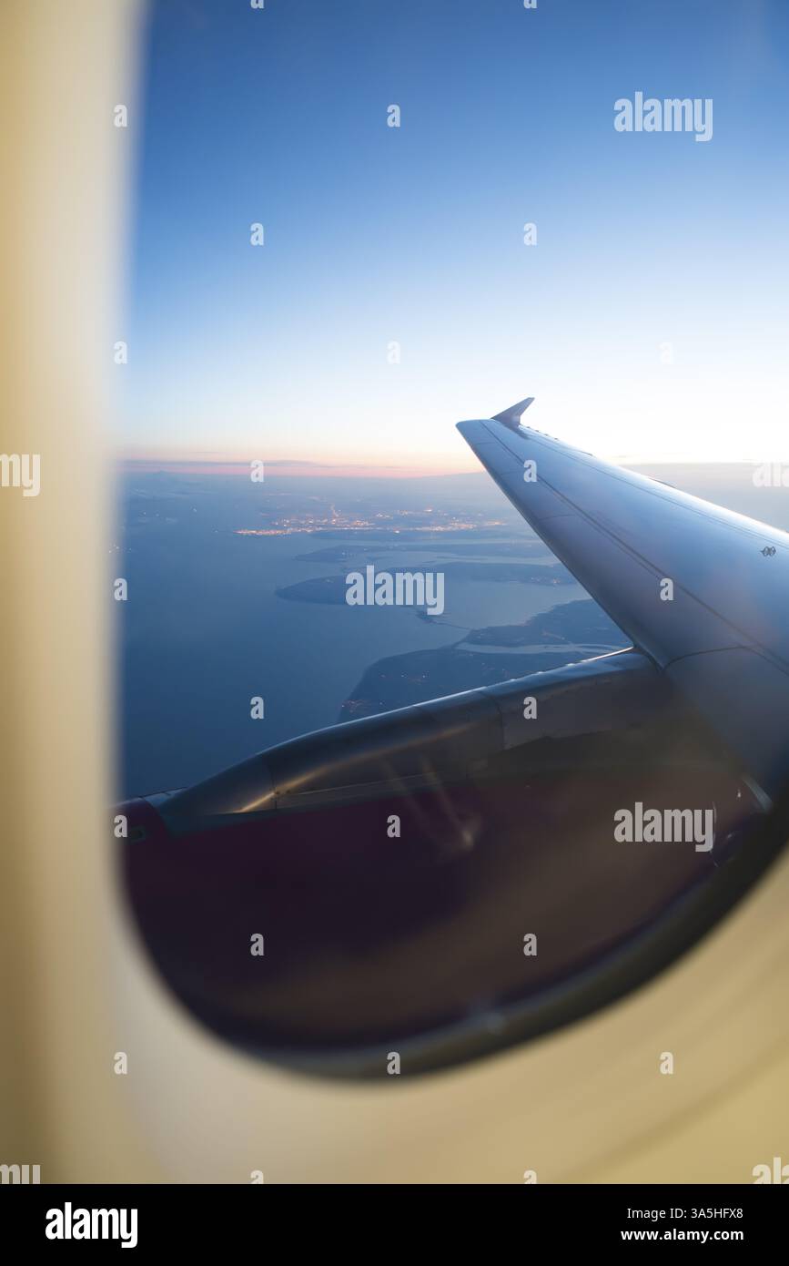 Night view Out Of Airplane Window Stock Photo - Alamy