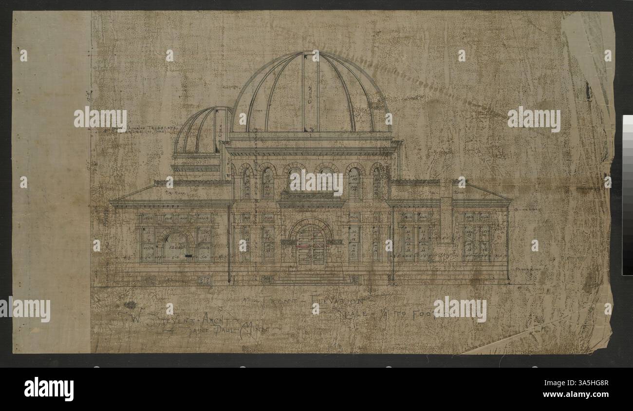 The front elevation of Goodsell Observatory at Carleton College ...
