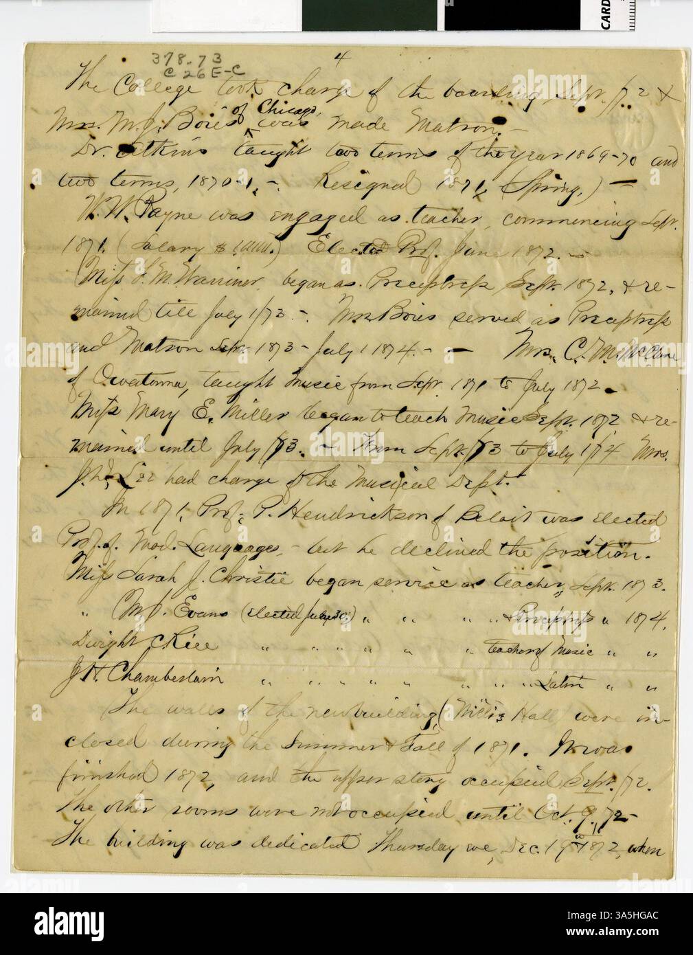 The memoranda of James Woodward Strong, Carleton College's first ...