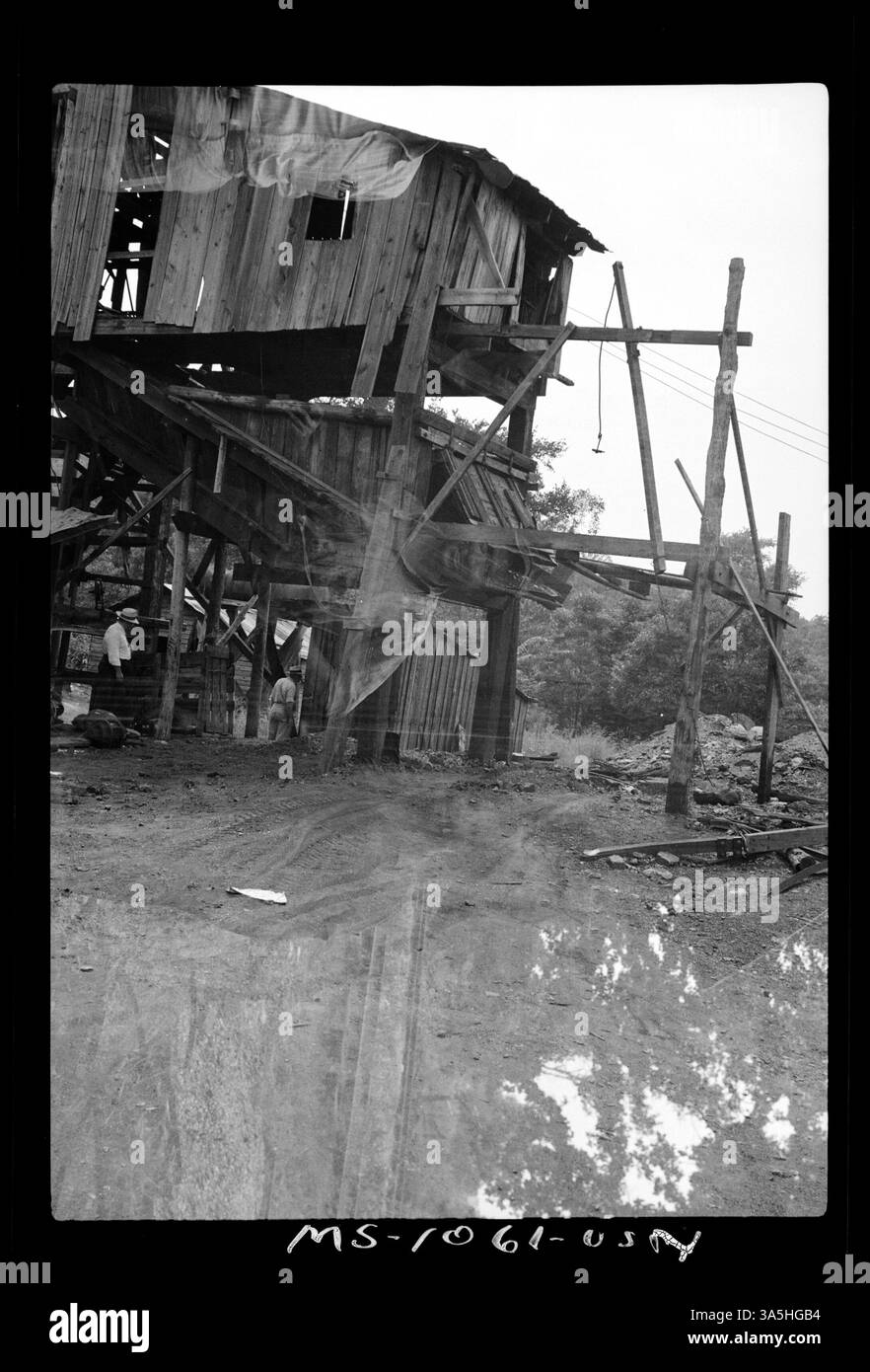 This 1946 photograph shows the hoist house or coal bin at Clarksville ...