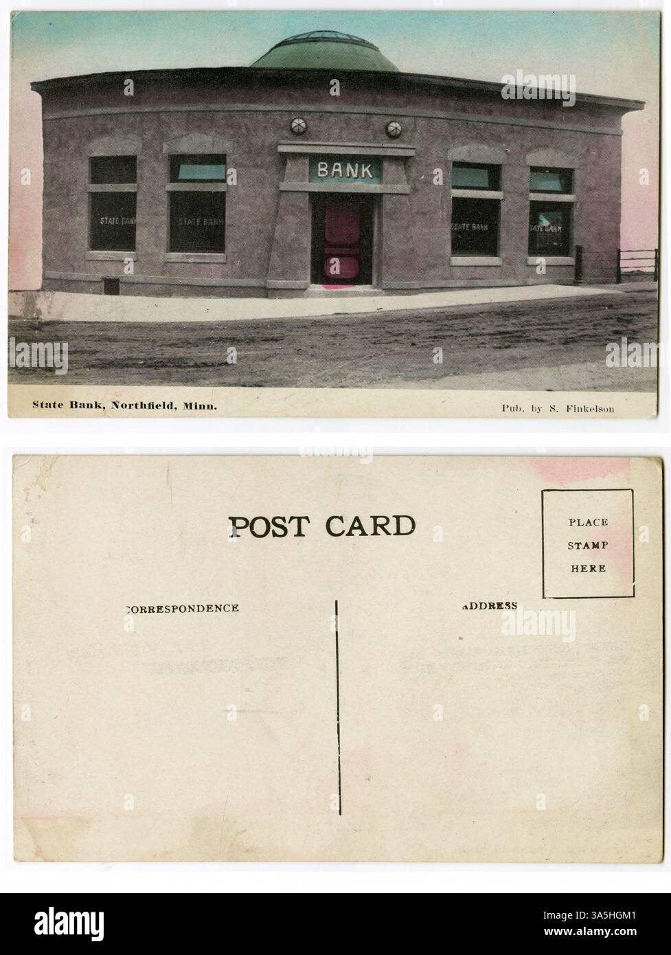 The State Bank in Northfield, Minnesota, is featured in this tinted ...