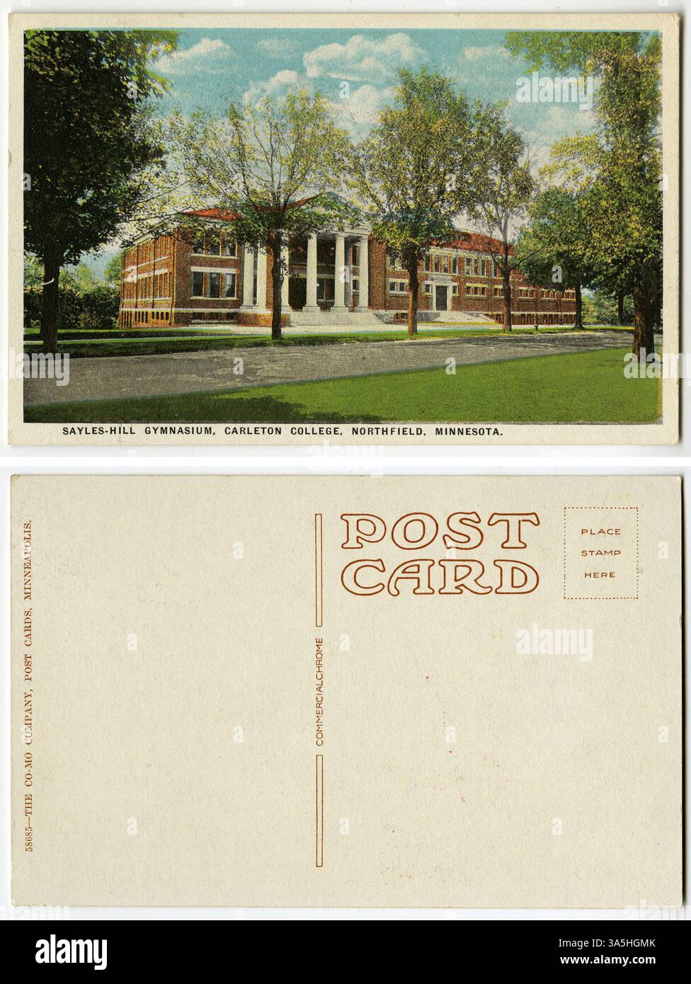 Colorchrome postcard image of Sayles-Hill Gymnasium located on the ...