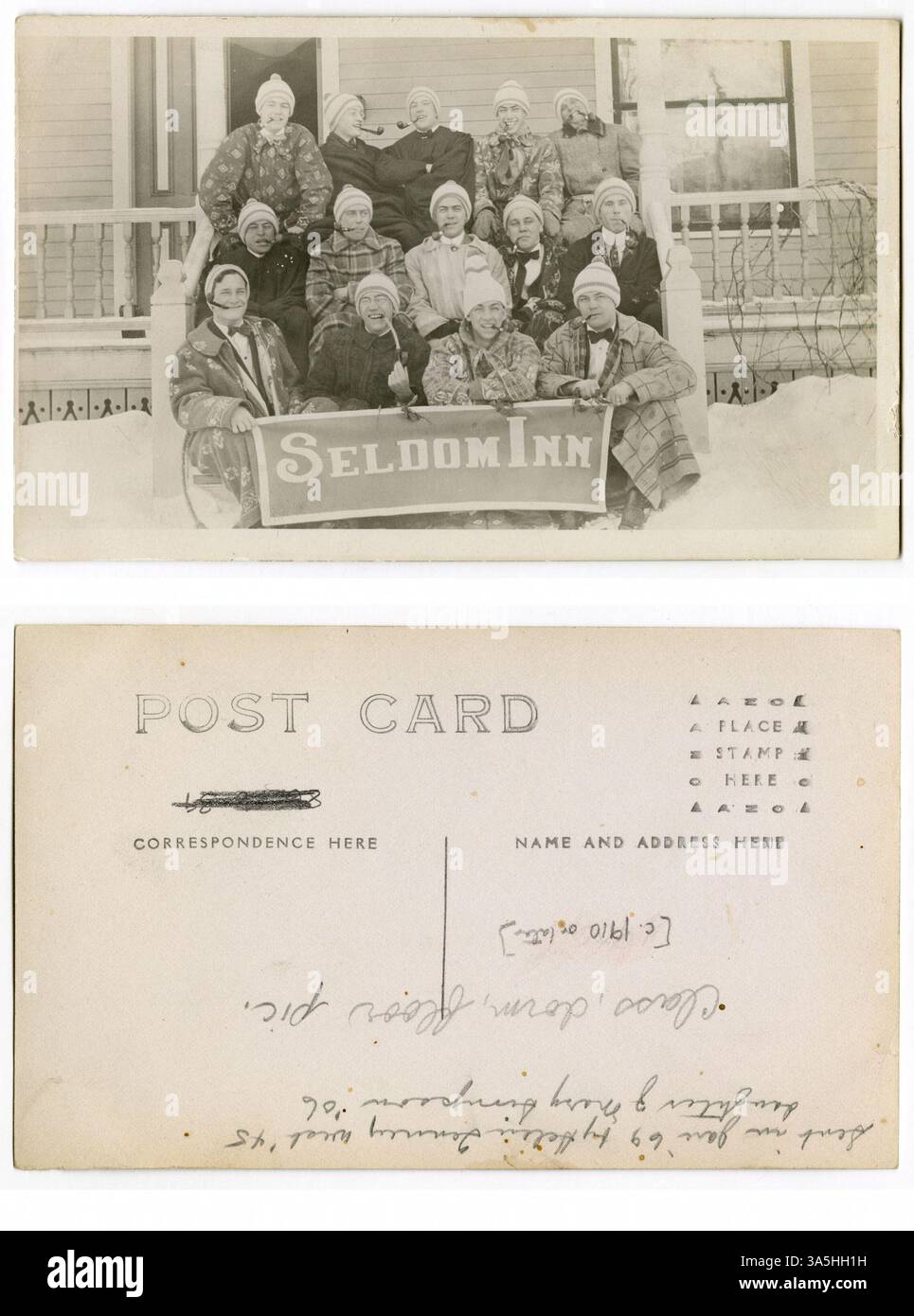 Male students are pictured on the steps of the 'Seldom Inn' men's ...