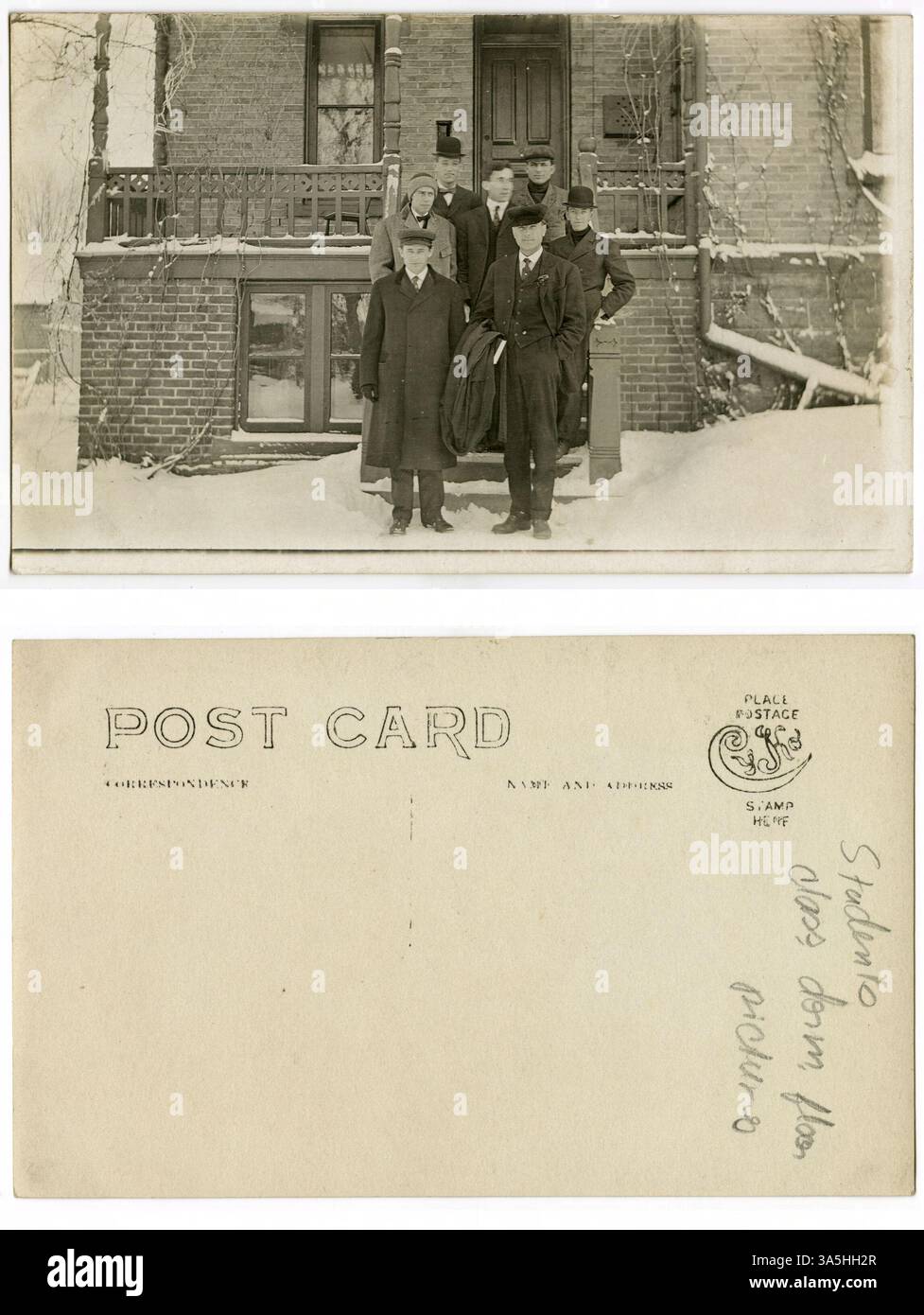 Seven male students of Carleton College are pictured on the steps of a ...