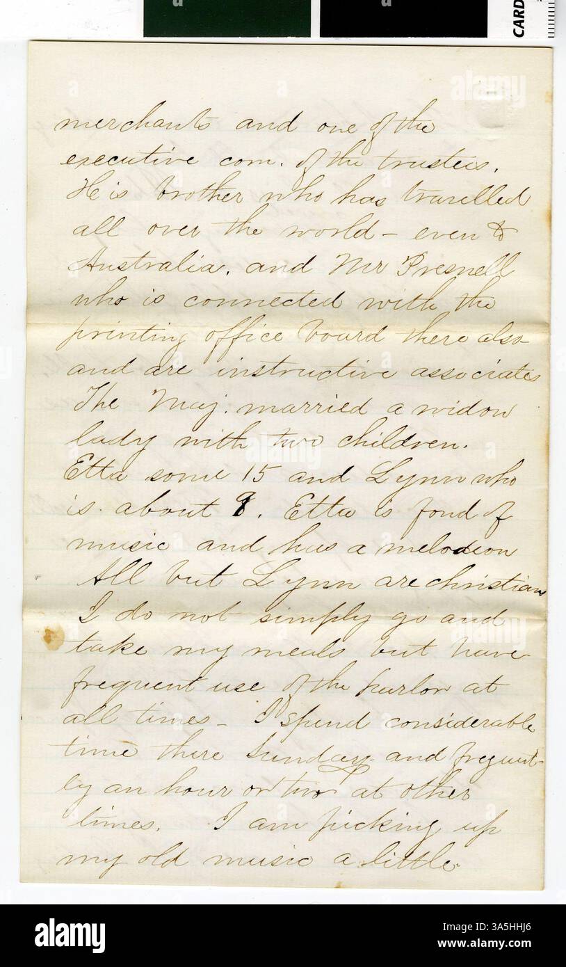 Professor Horace Goodhue writes to his fiancée on October 5, 1867 ...