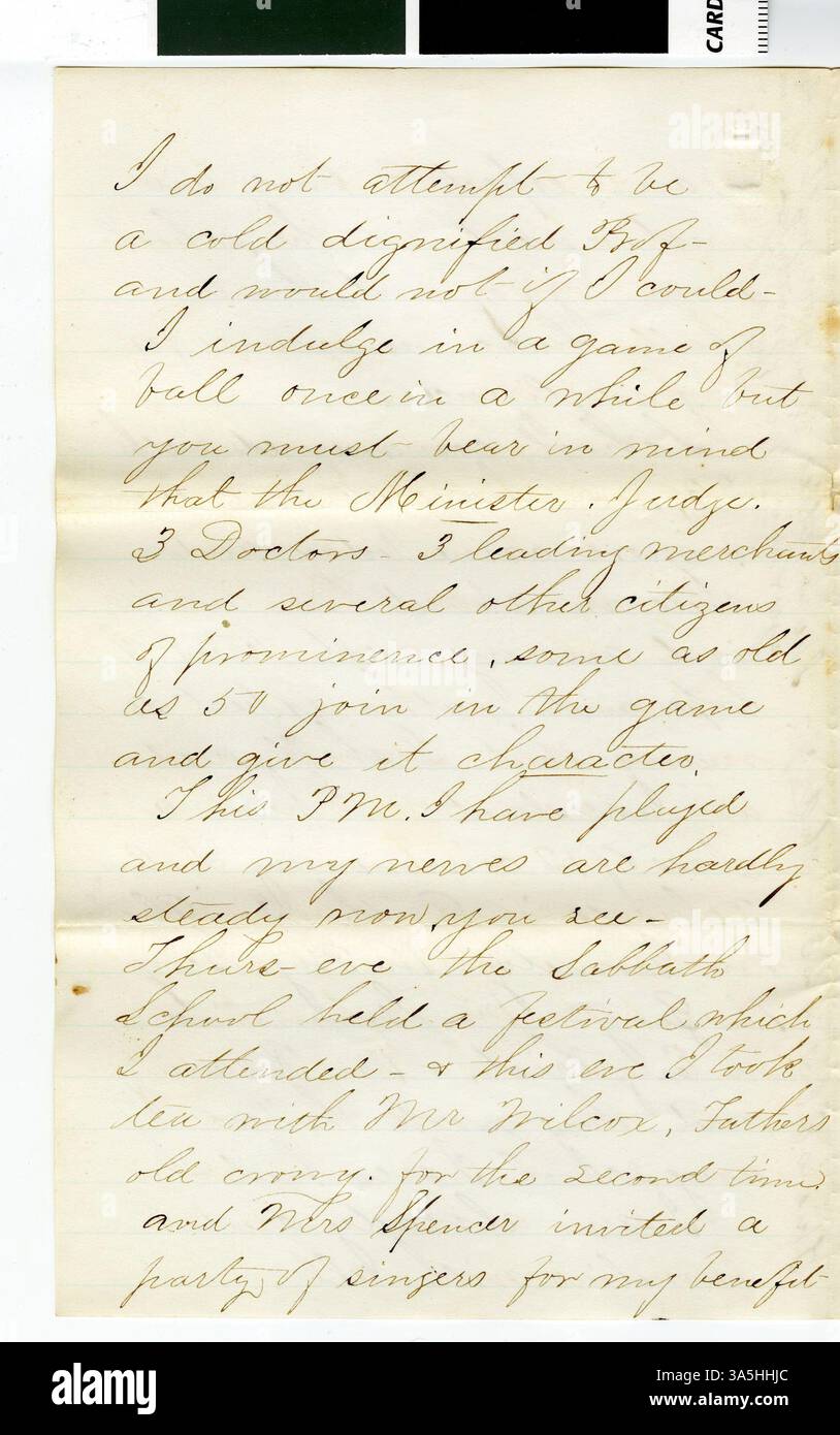 Professor Horace Goodhue writes on October 5, 1867, to his fiancée in ...