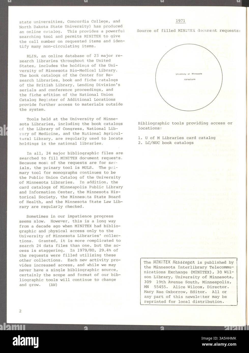 The March 1981 issue of Minitex Messenger highlights articles on ...