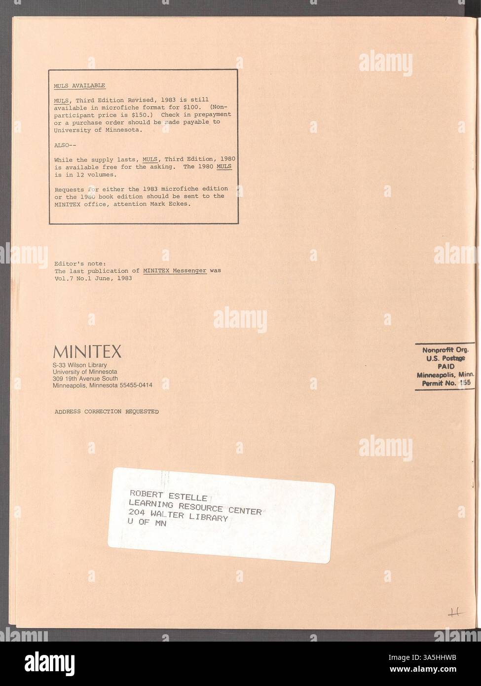 History of minitex hi-res stock photography and images - Alamy