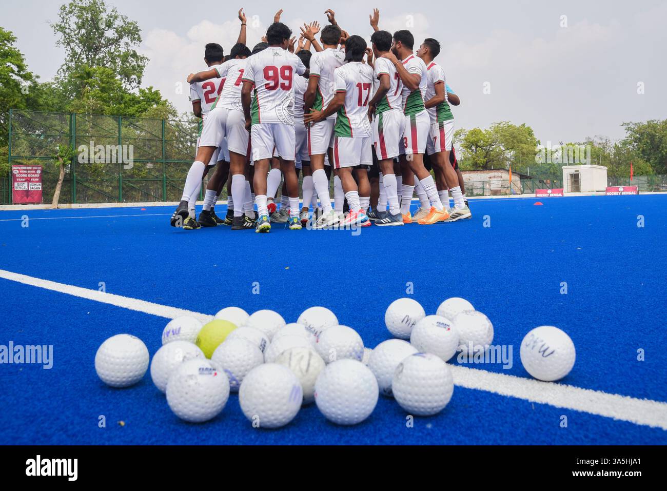 Mohan Bagan AC hockey player team meeting before start the final match ...