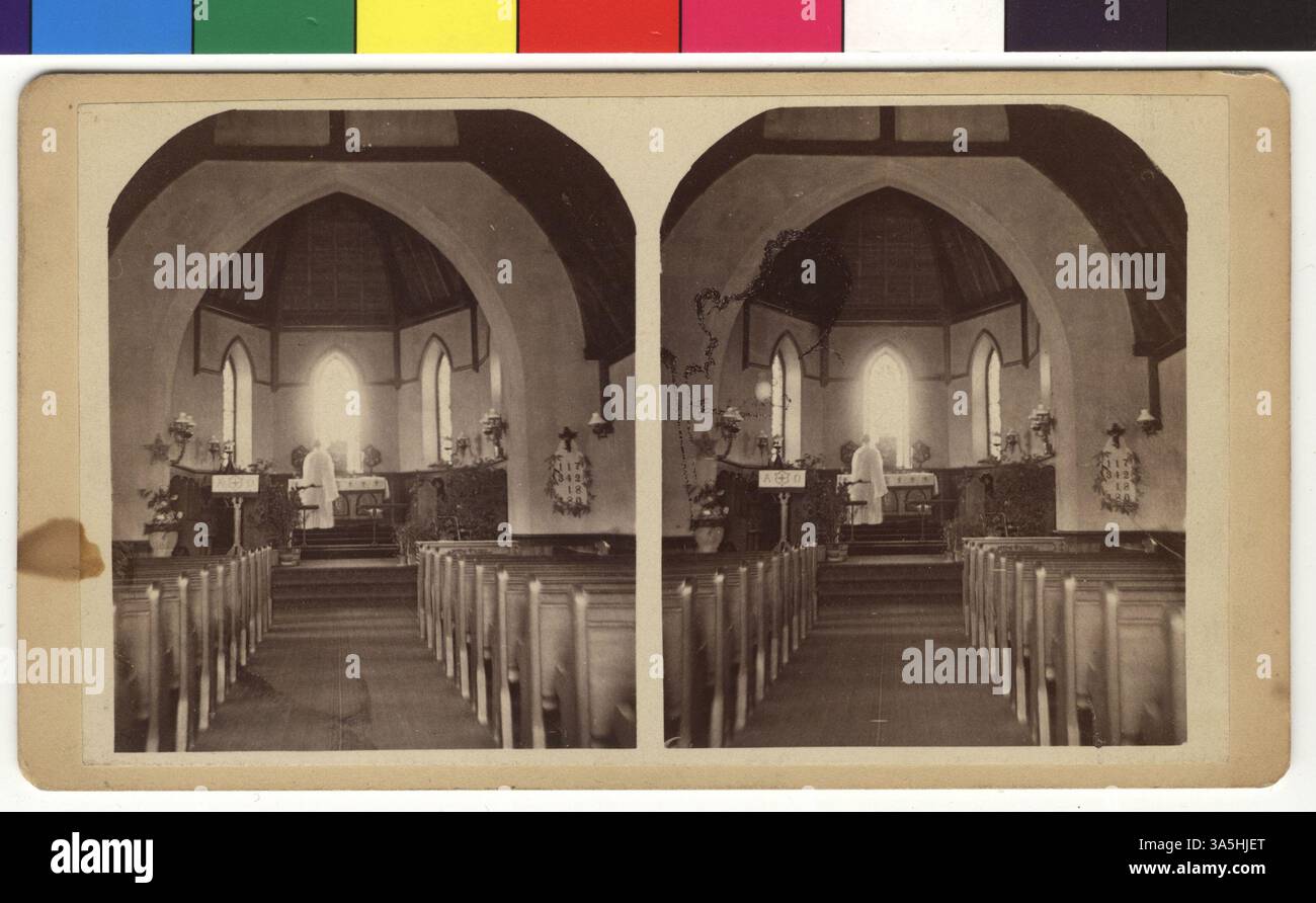 This stereo photograph depicts the interior of the Church of the Holy ...