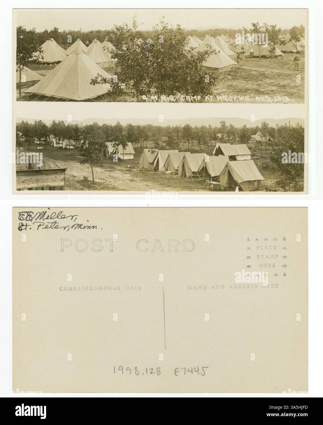 Two views show tents of the Second Regiment of the Minnesota National ...