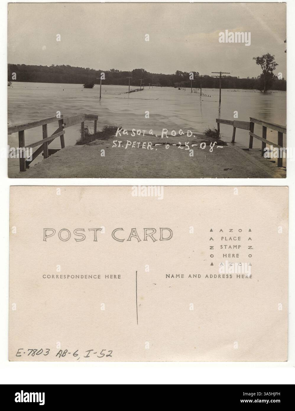 This postcard captures Kasota Road submerged by floodwaters from the ...
