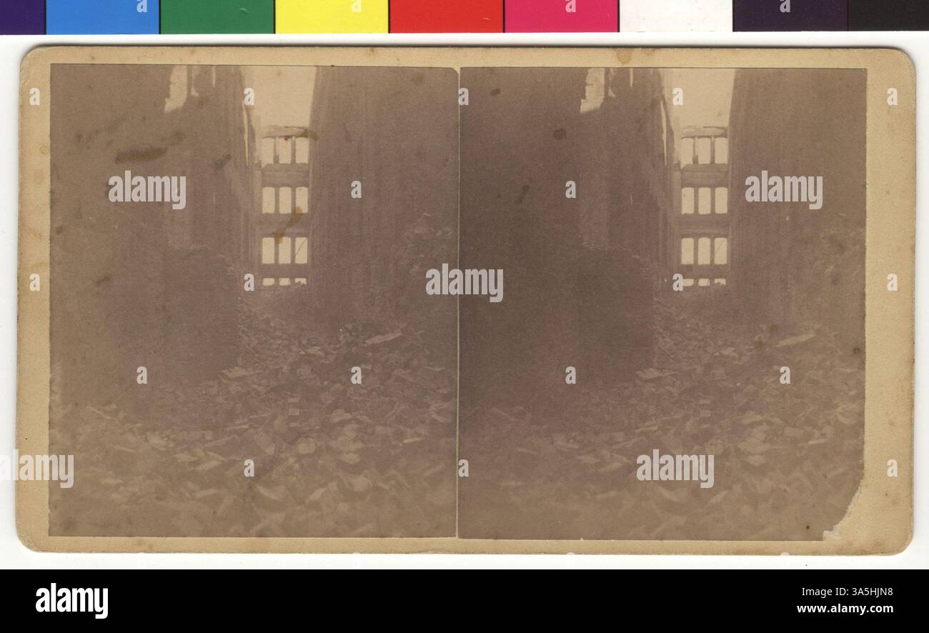 This stereograph shows the interior of a building at the St. Peter ...