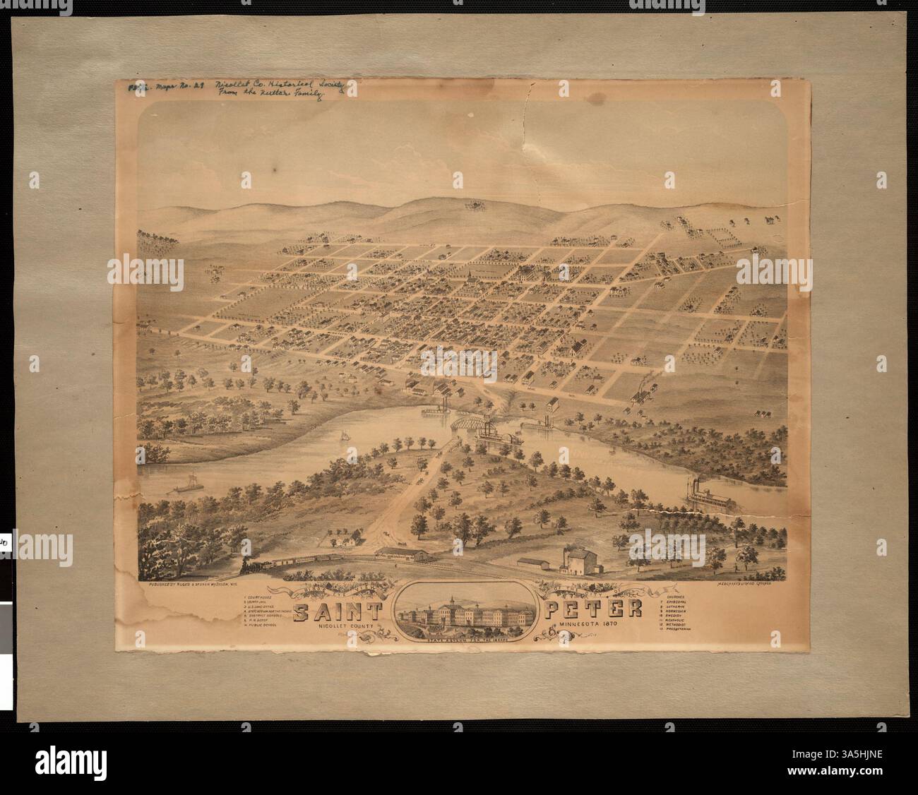 This 1870 drawing provides a bird's eye view of St. Peter, showcasing ...