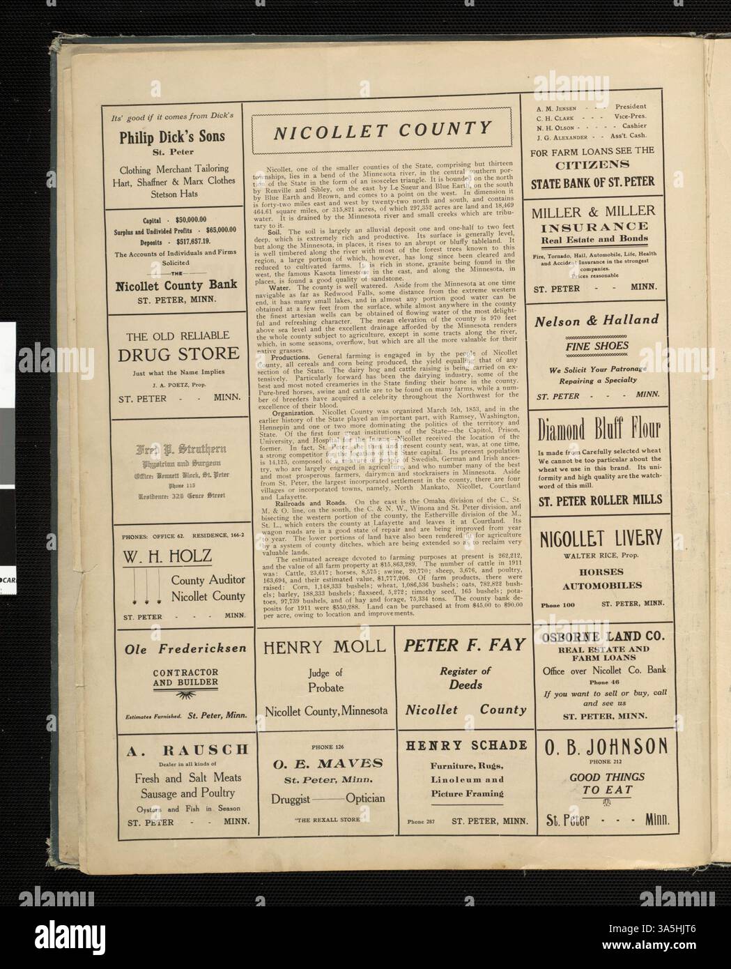 The 1913 Atlas and Farm Directory of Nicollet County contains color ...