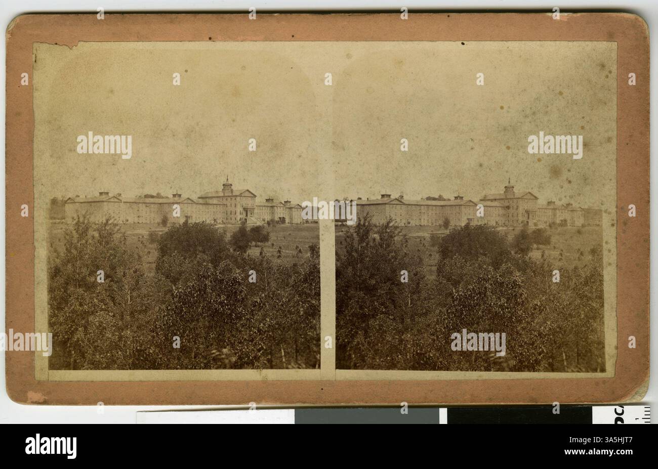 This stereo view shows the St. Peter State Hospital, including the ...