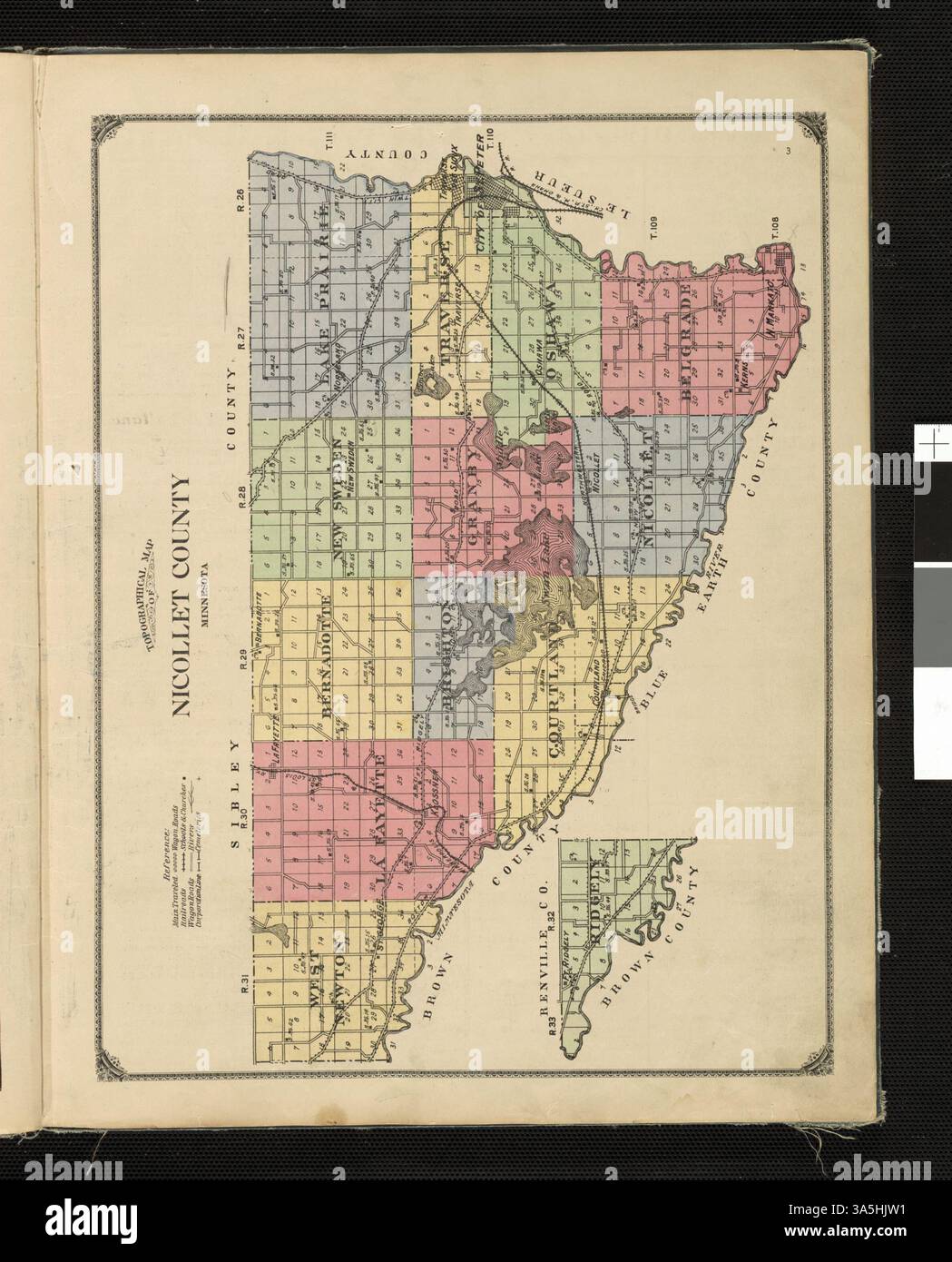 This 1913 atlas of Nicollet County provides 18 pages of color maps ...