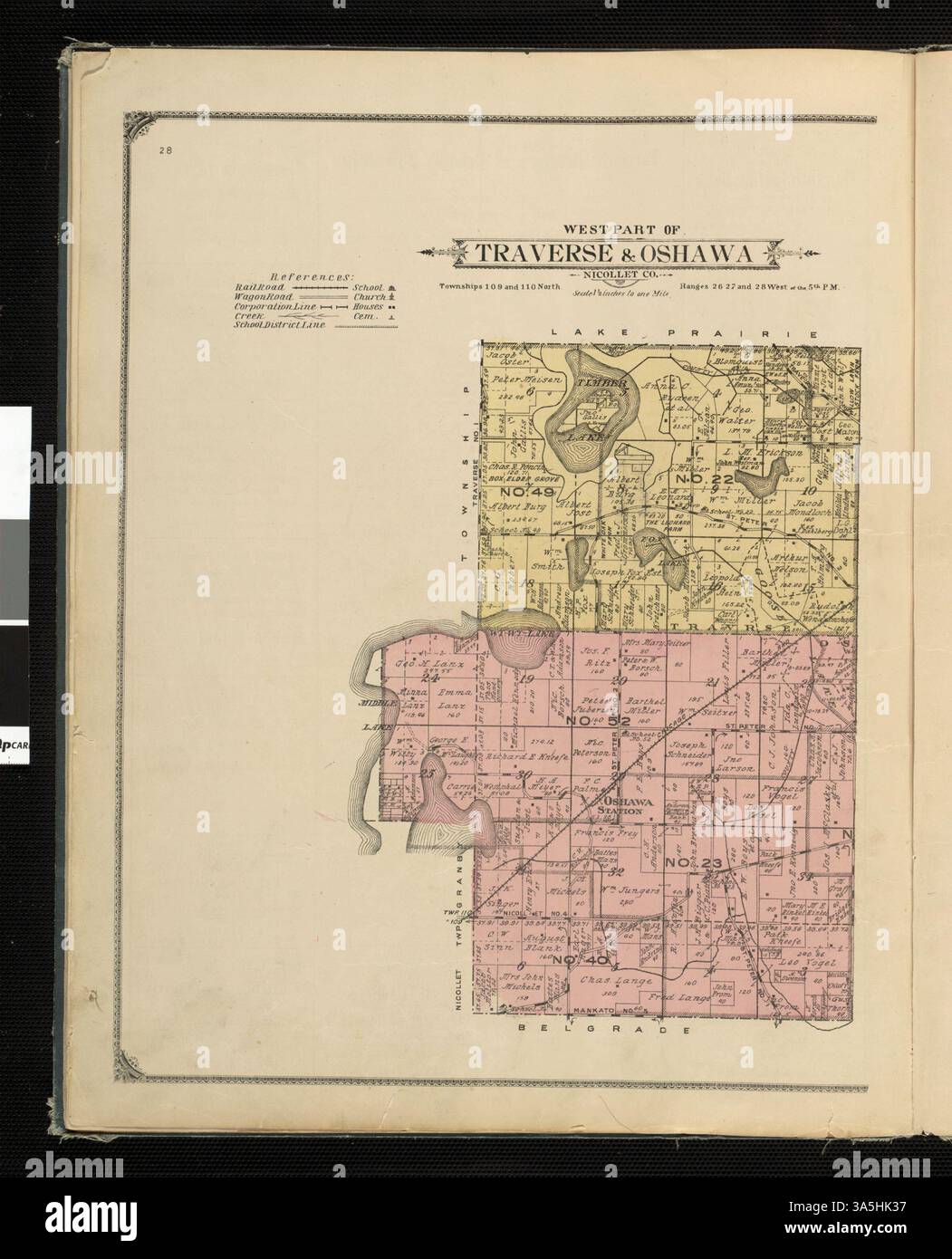 The 1913 Atlas of Nicollet County features 18 color maps depicting the ...
