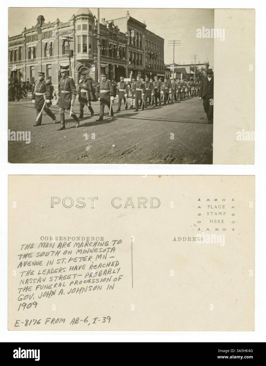 The funeral procession of Governor John A. Johnson is shown here, with ...