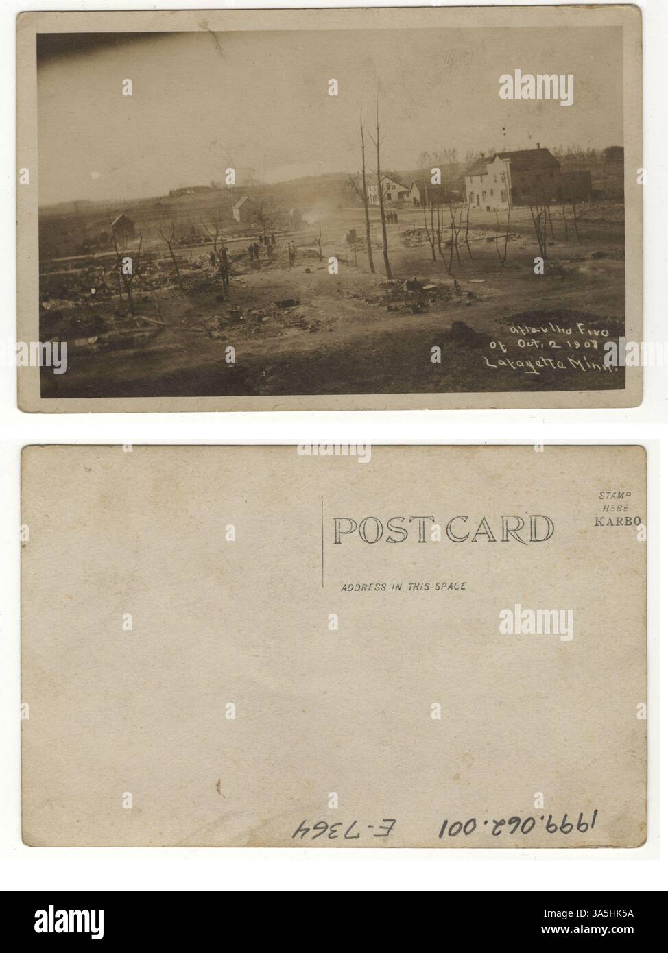 This postcard depicts the aftermath of the devastating fire that swept ...