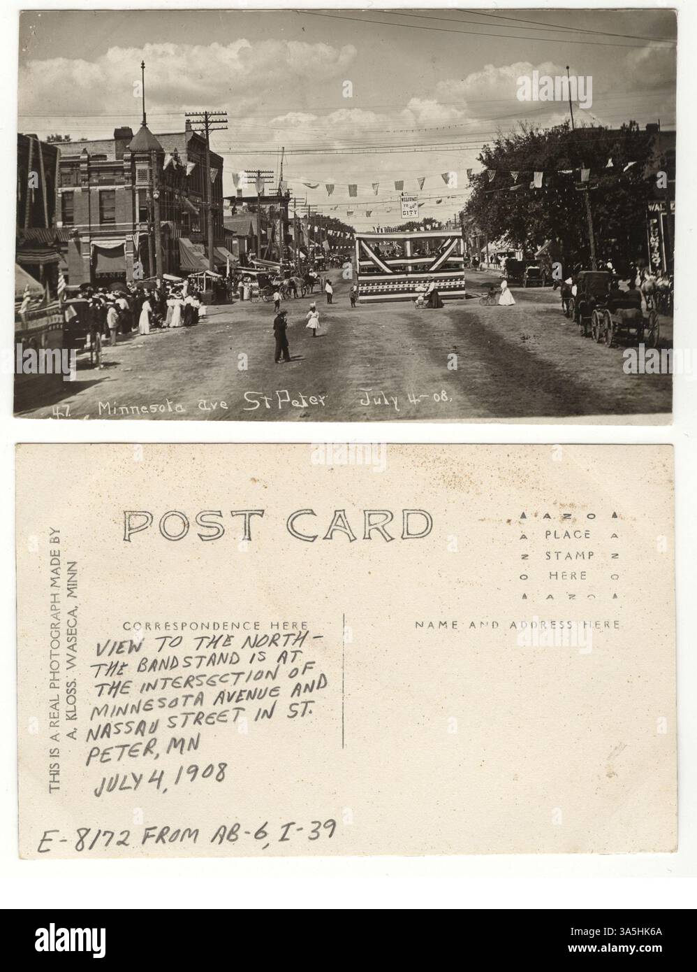 This postcard shows the Fourth of July celebration in St. Peter, 1908 ...