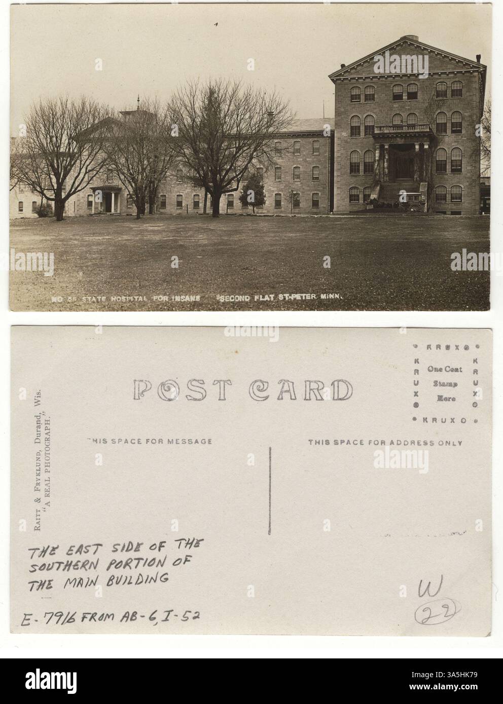 The main building and south wing of the St. Peter State Hospital ...