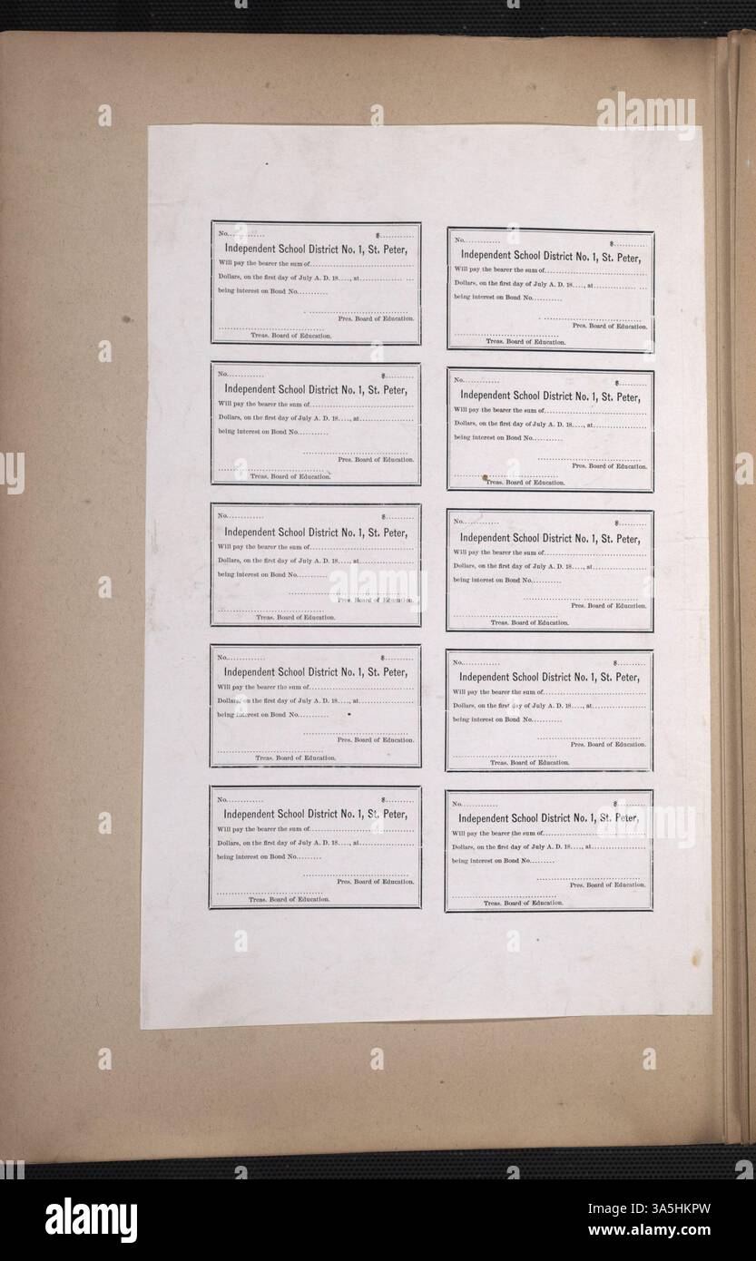 This ledger tracks printing tasks completed by the St. Peter Tribune ...