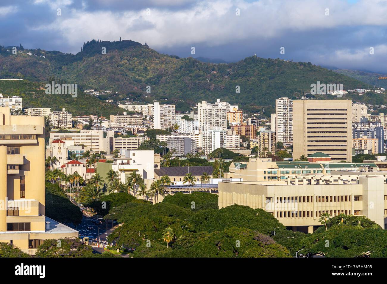 Honolulu, Oahu, Hawaii, USA - February 16, 2025: View of the downtown ...
