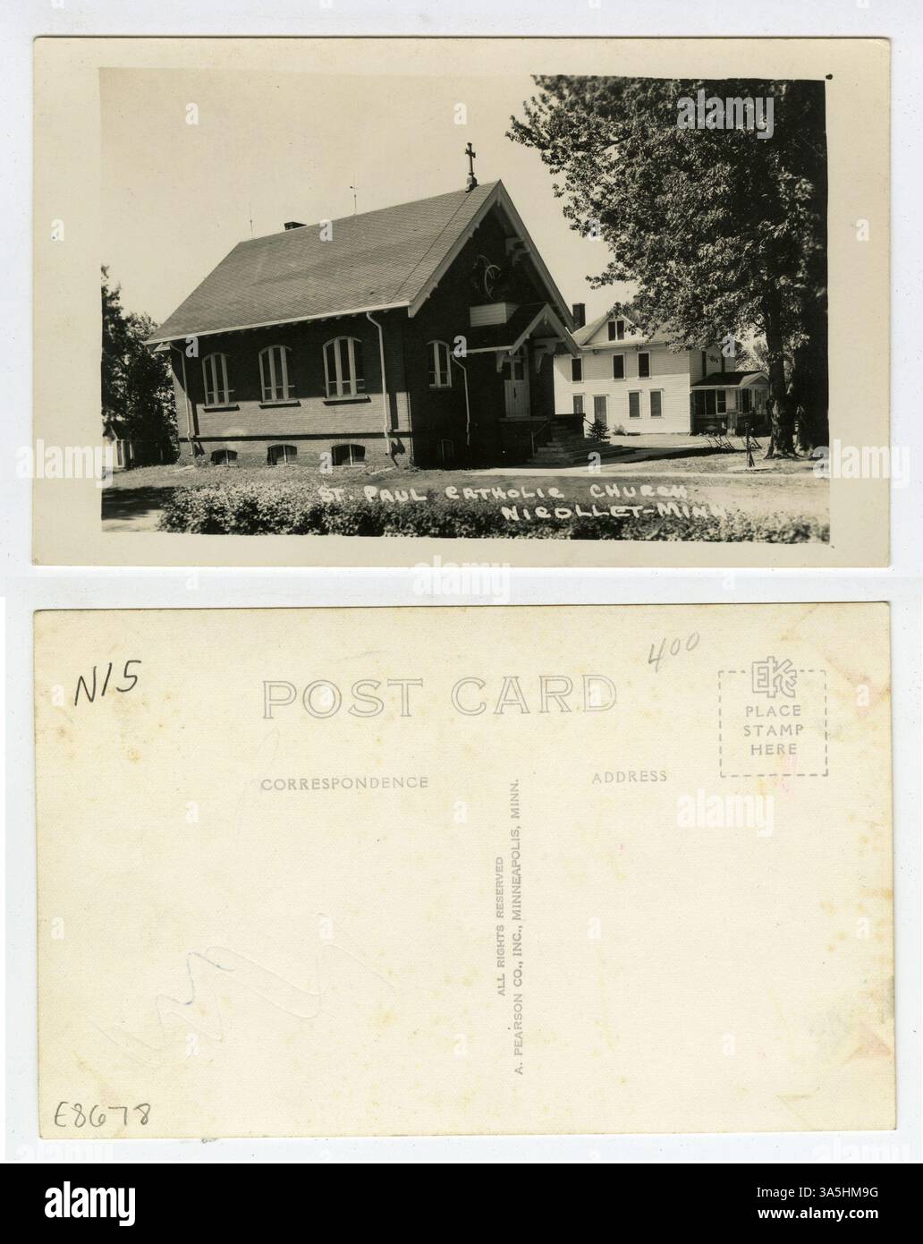 This postcard shows the Catholic Church of St. Paul in Nicollet ...