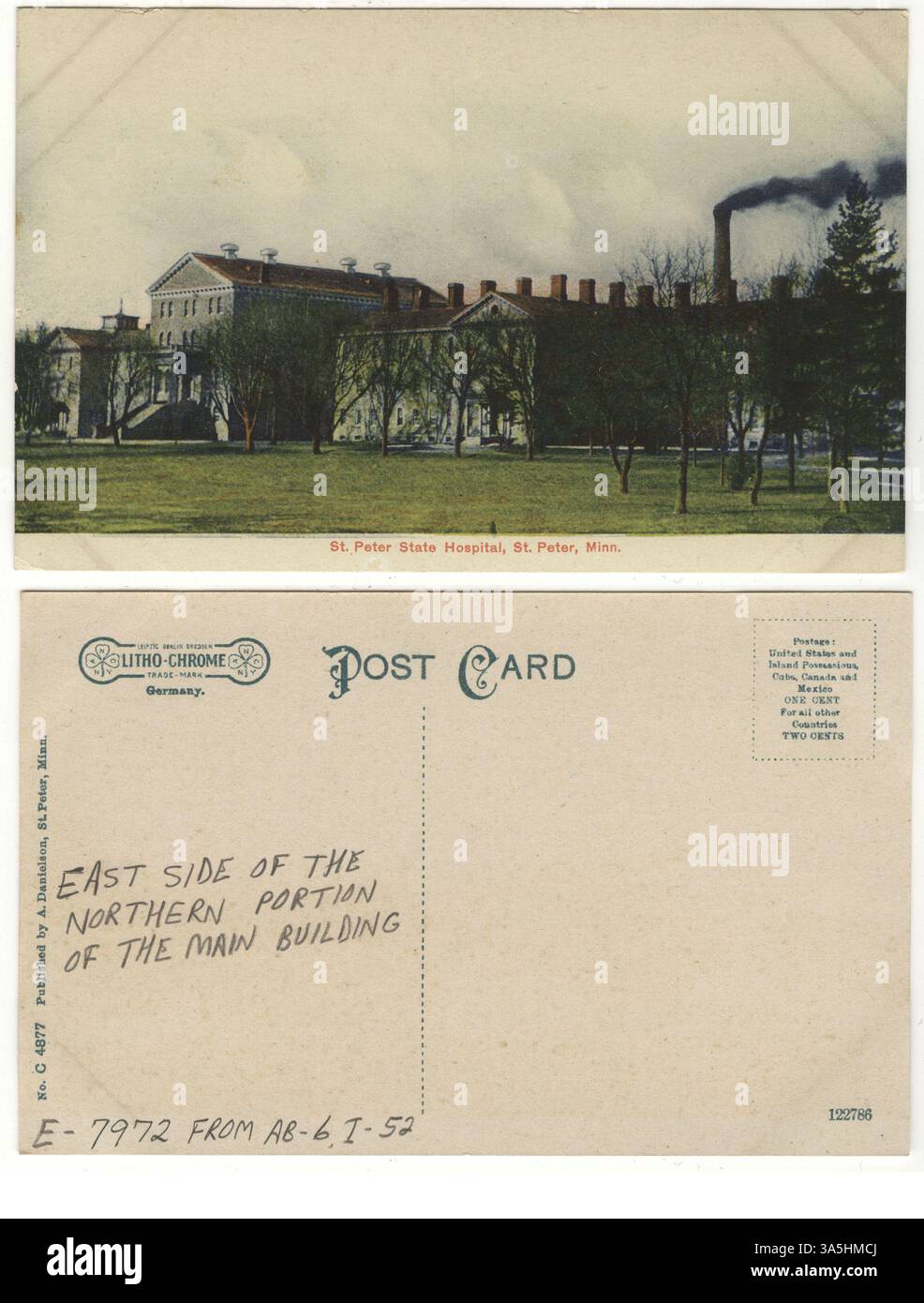 A view of the main building at the St. Peter State Hospital, showing ...