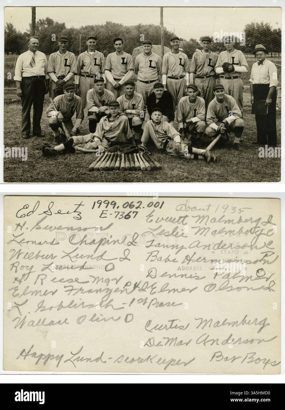 Members of the Lafayette, Minnesota baseball team are pictured in this ...