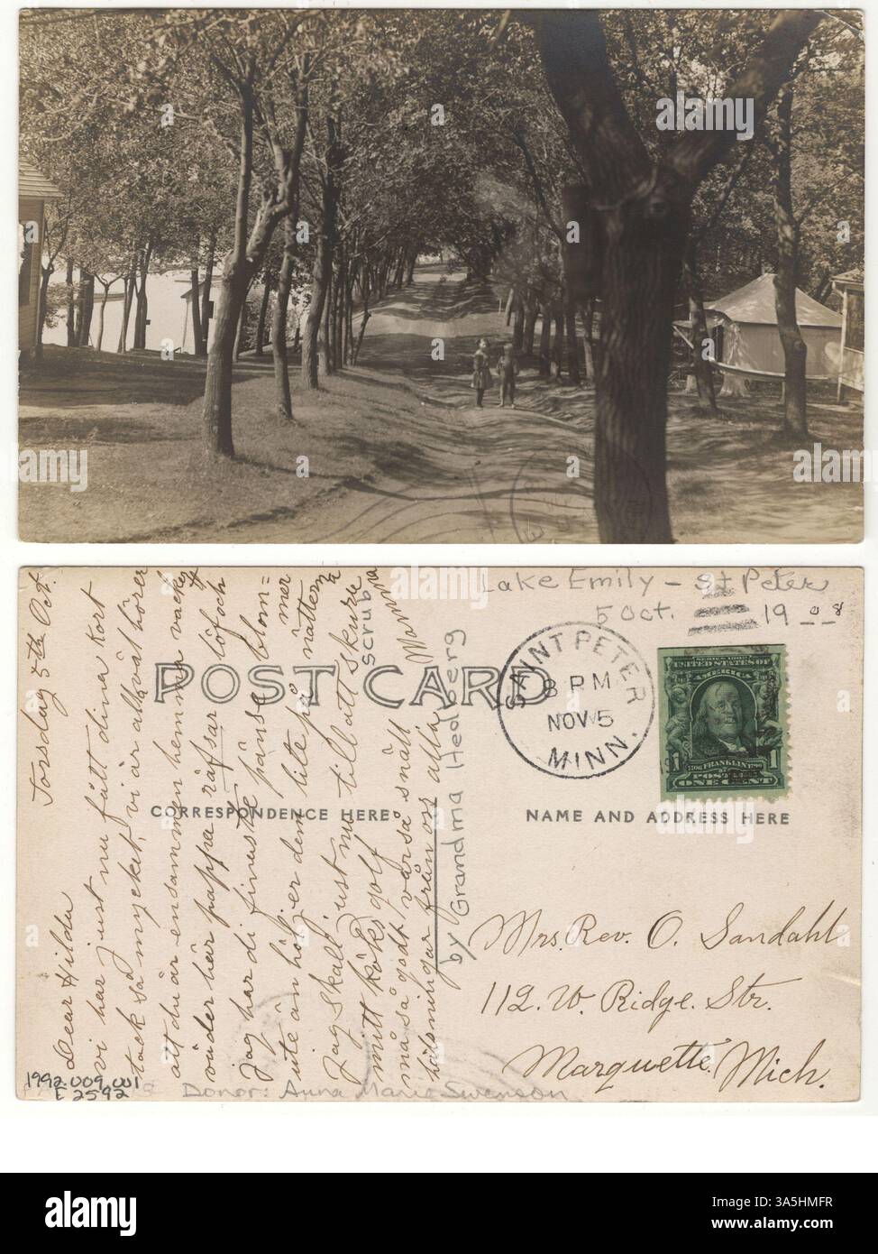 This postcard shows a view along the shore of Lake Emily, east of St ...