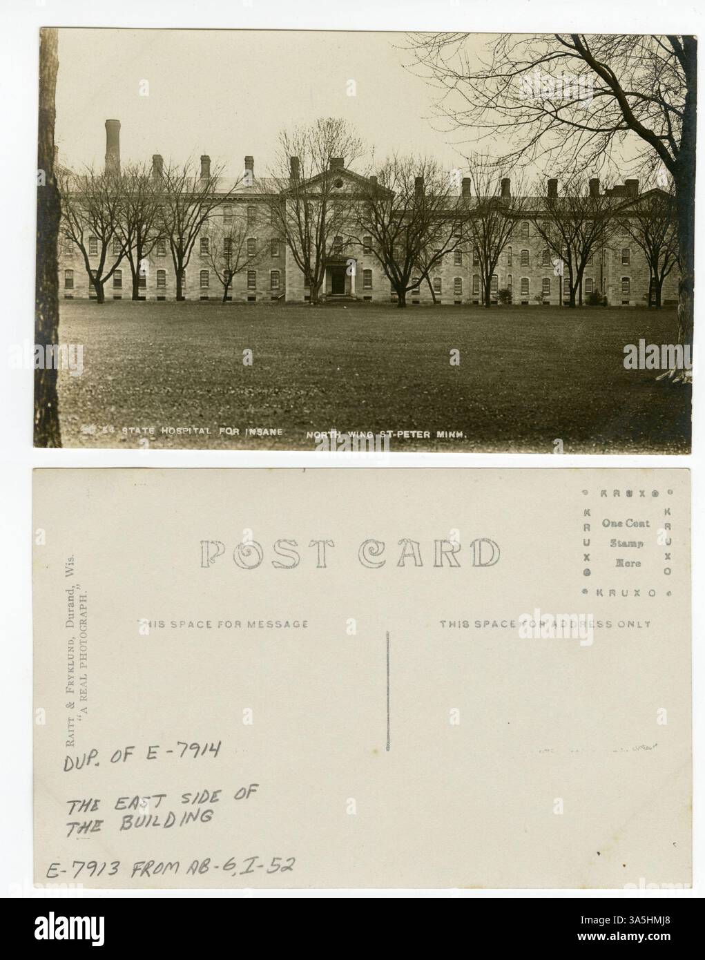 This postcard shows the east side of the north wing of the main ...