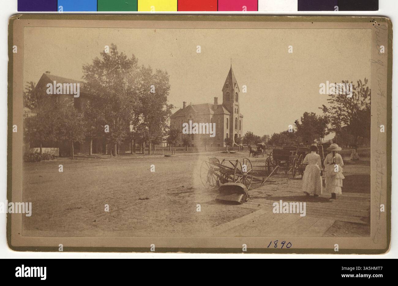 This 1890 photograph shows the Nicollet County Courthouse in St. Peter ...